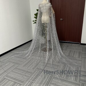 Vintage Gray Wedding Cape With Hood, Gothic Sliver Star Hooded Cape for ...