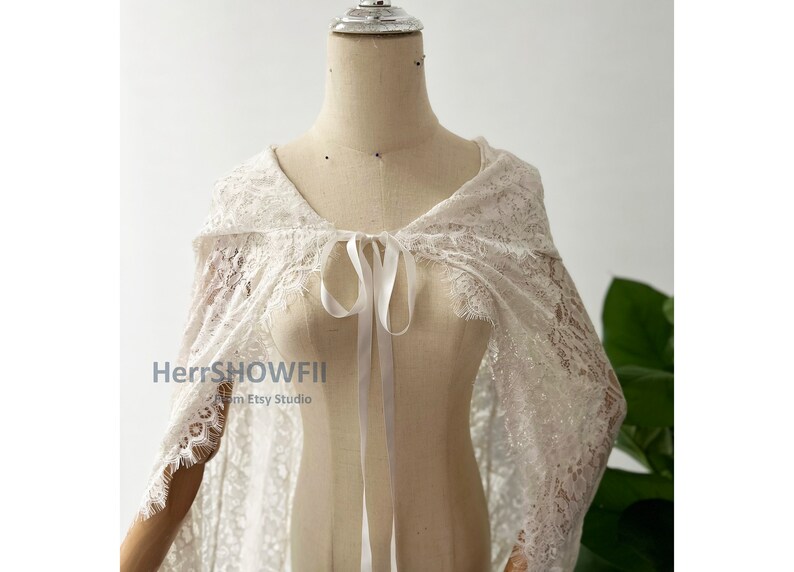 118'' Bohemian Wedding Cloak With Hoodie Flower Lace Hooded Cape ...