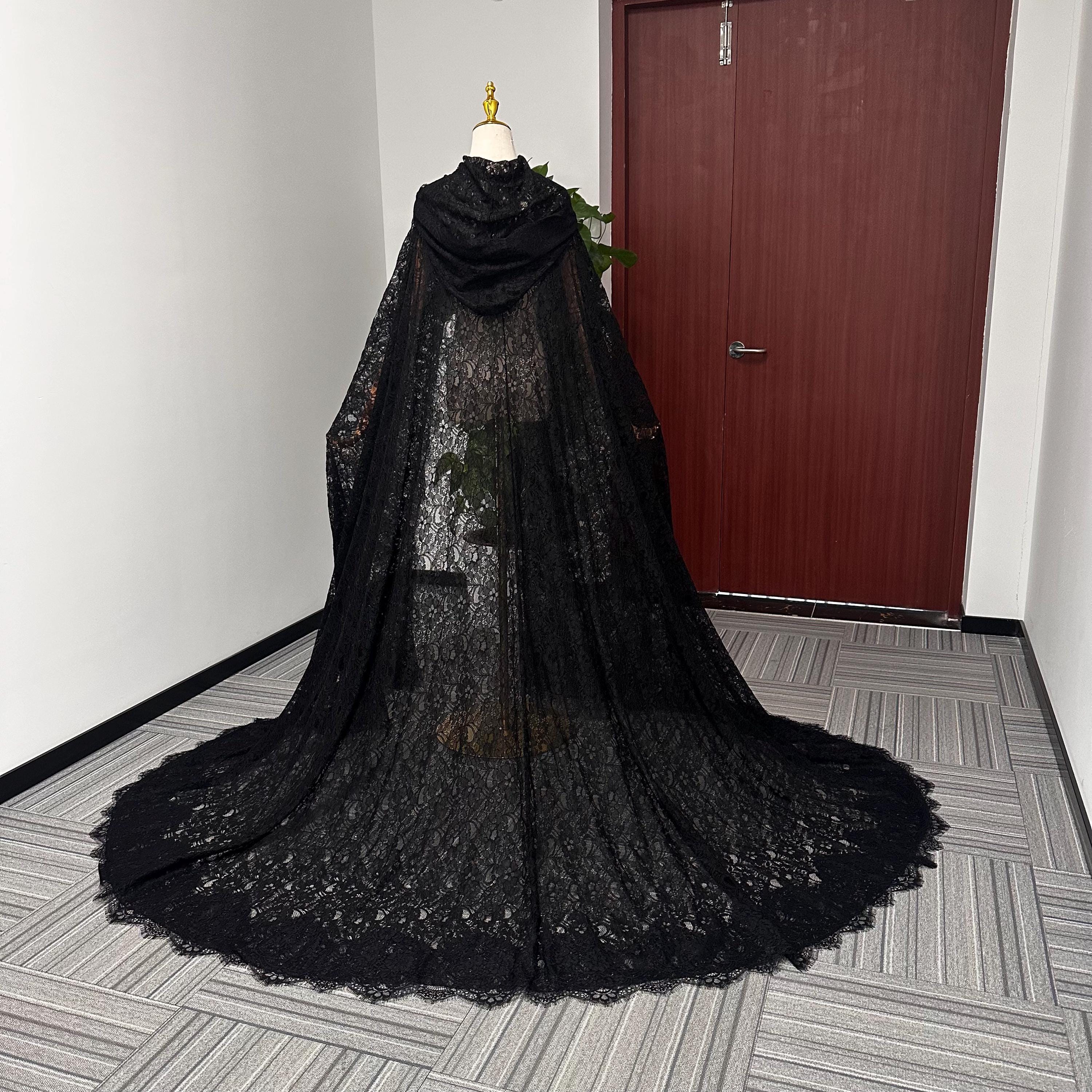 118'' Bohemian Wedding Cloak With Hoodie Flower Lace Hooded Cape ...