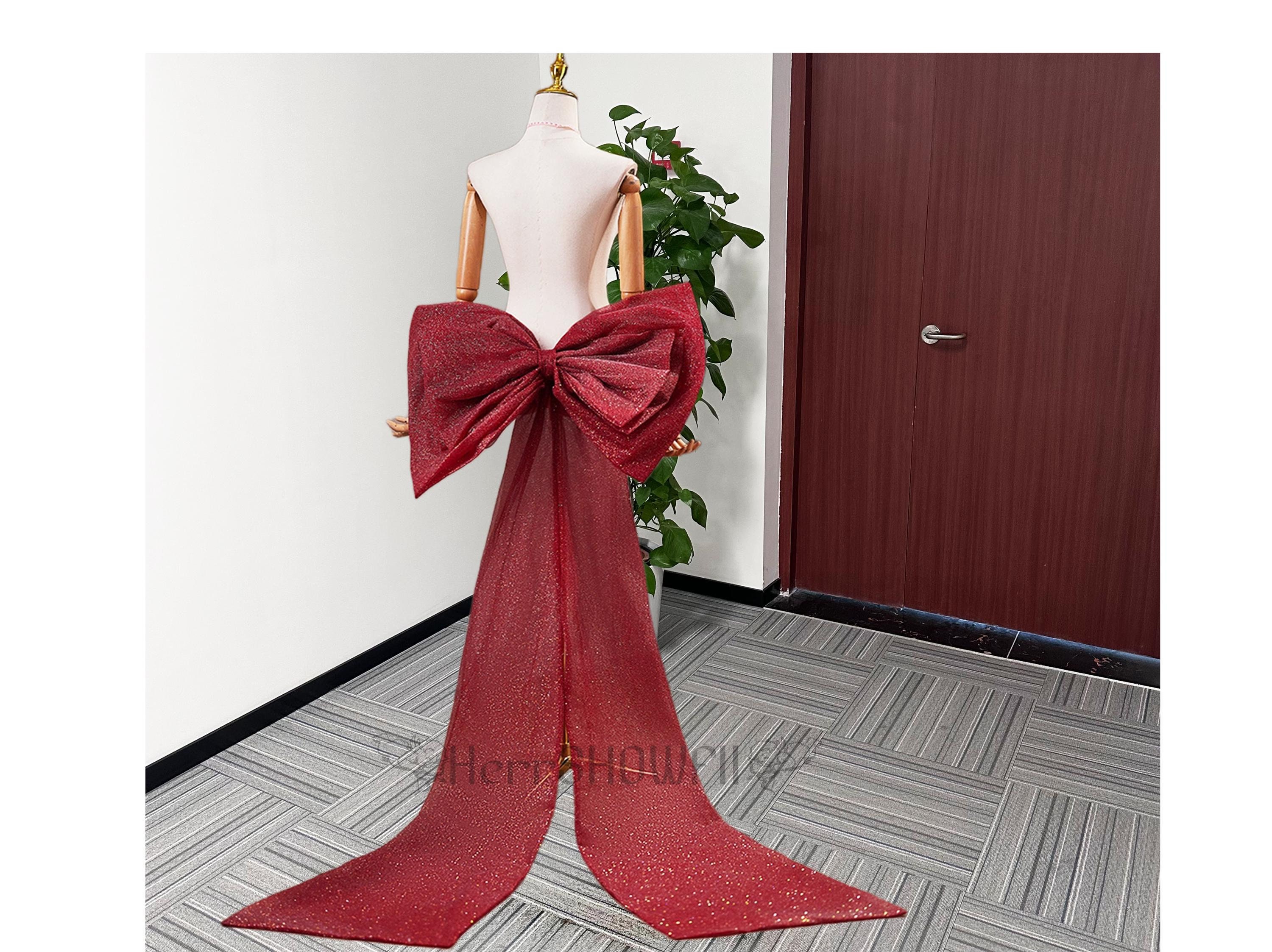 Oversized Ribbon Bow 3 Layers Taffeta Bow With Long Train Burgundy ...