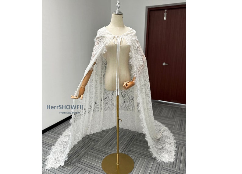 118'' Bohemian Wedding Cloak With Hoodie Flower Lace Hooded Cape ...
