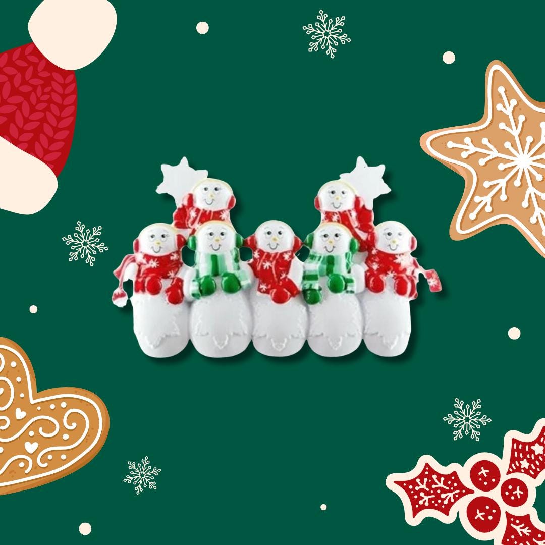 Personalized Snow People 7 Family Ornament: Christmas Top Decoration - Etsy
