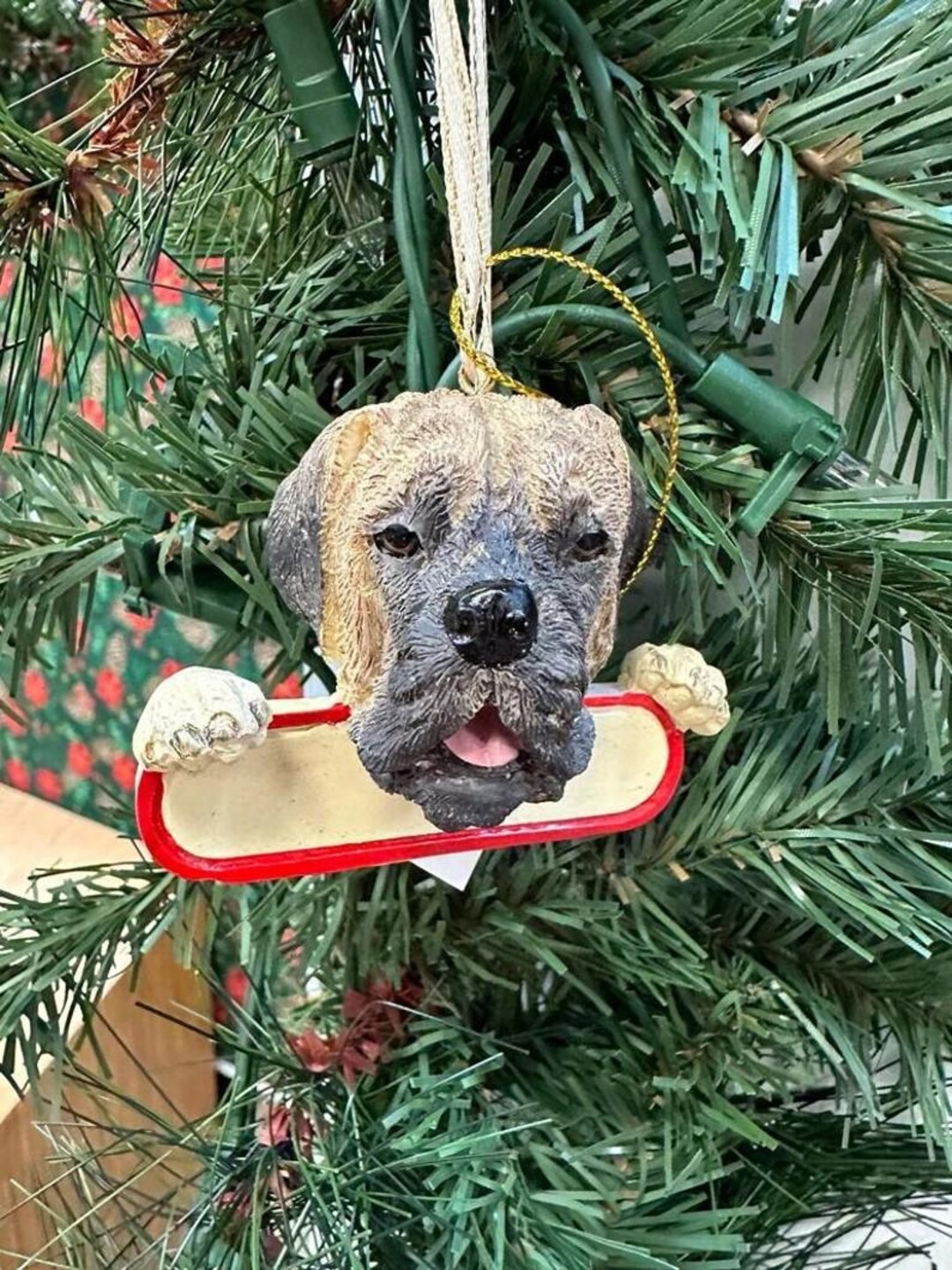 English Mastiff Christmas Ornament: Personalized Name Plate, Santa's ...