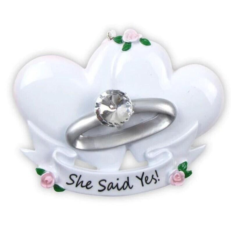 SHE SAID YES Engagement Ring Personalized Christmas Ornament Christmas ...