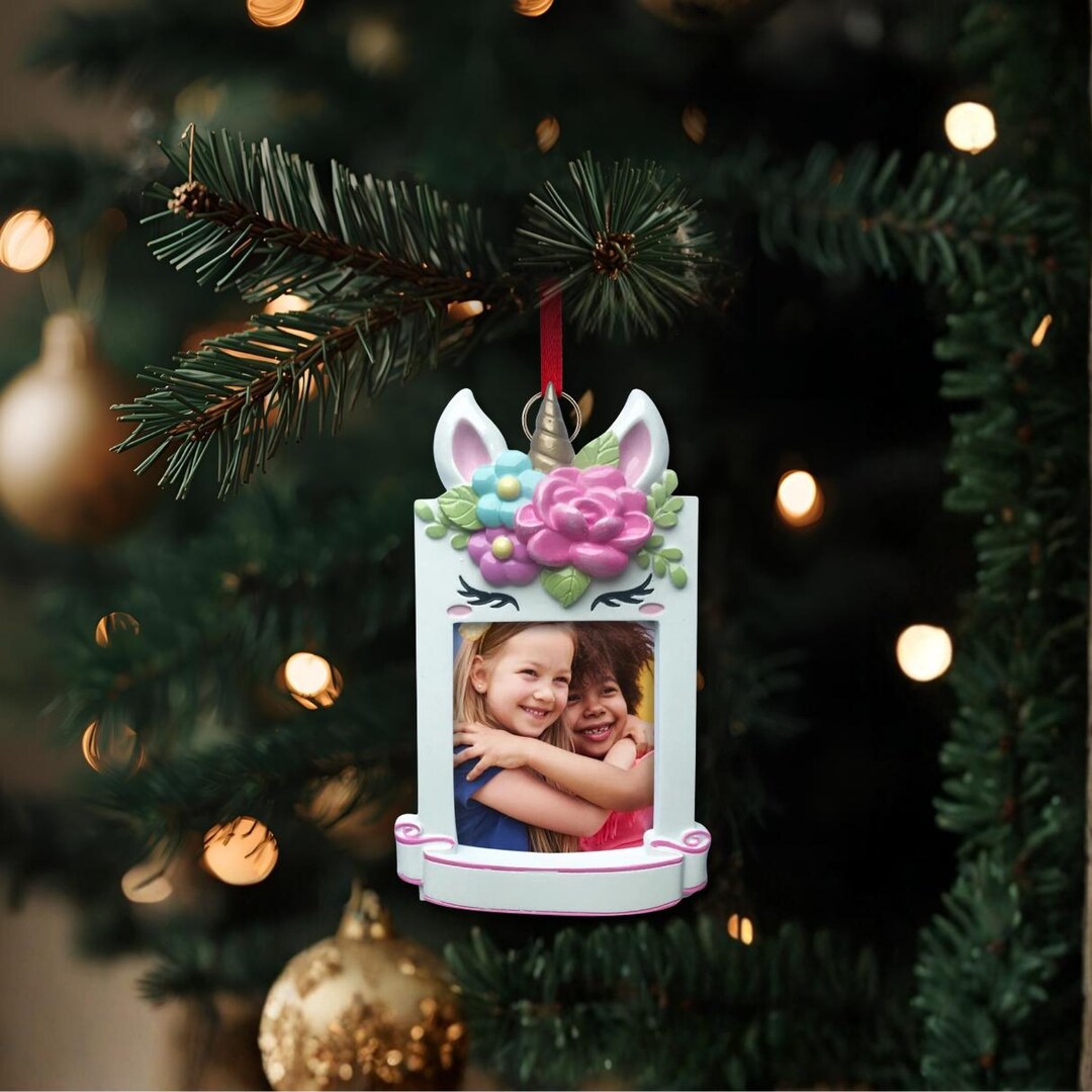 Unicorn Picture Frame Personalized Christmas Ornament - Etsy