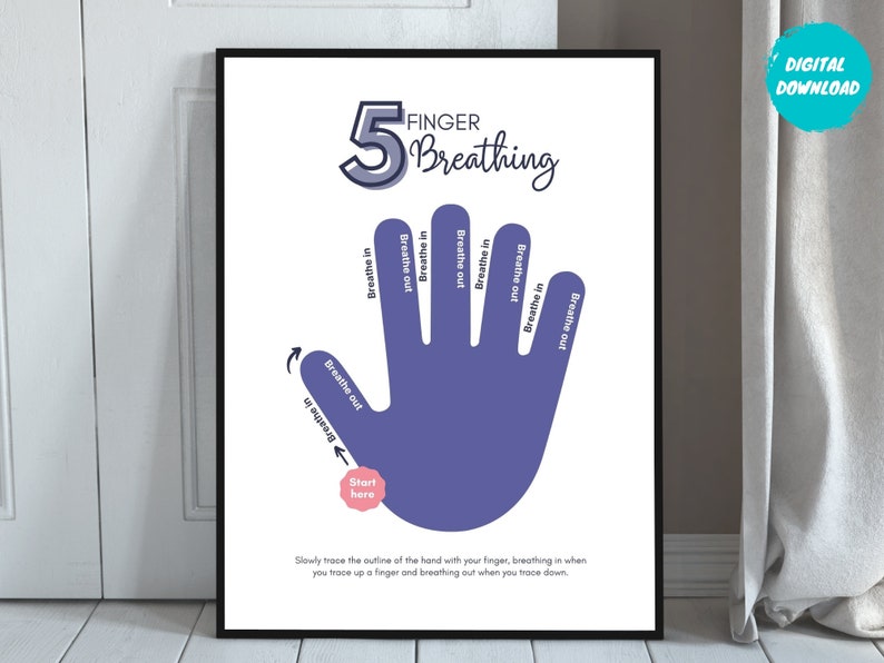 5 Finger Breathing Exercise Poster: Self-regulation Print (digital ...