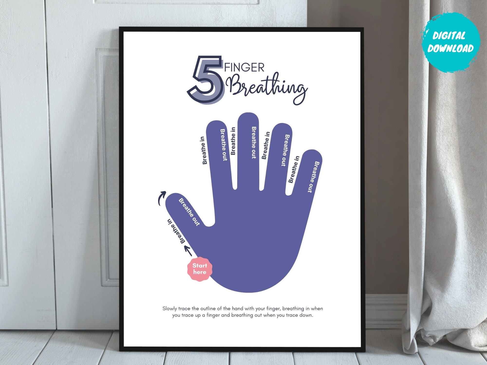 5 Finger Breathing Exercise Poster: Self-regulation Print (digital ...