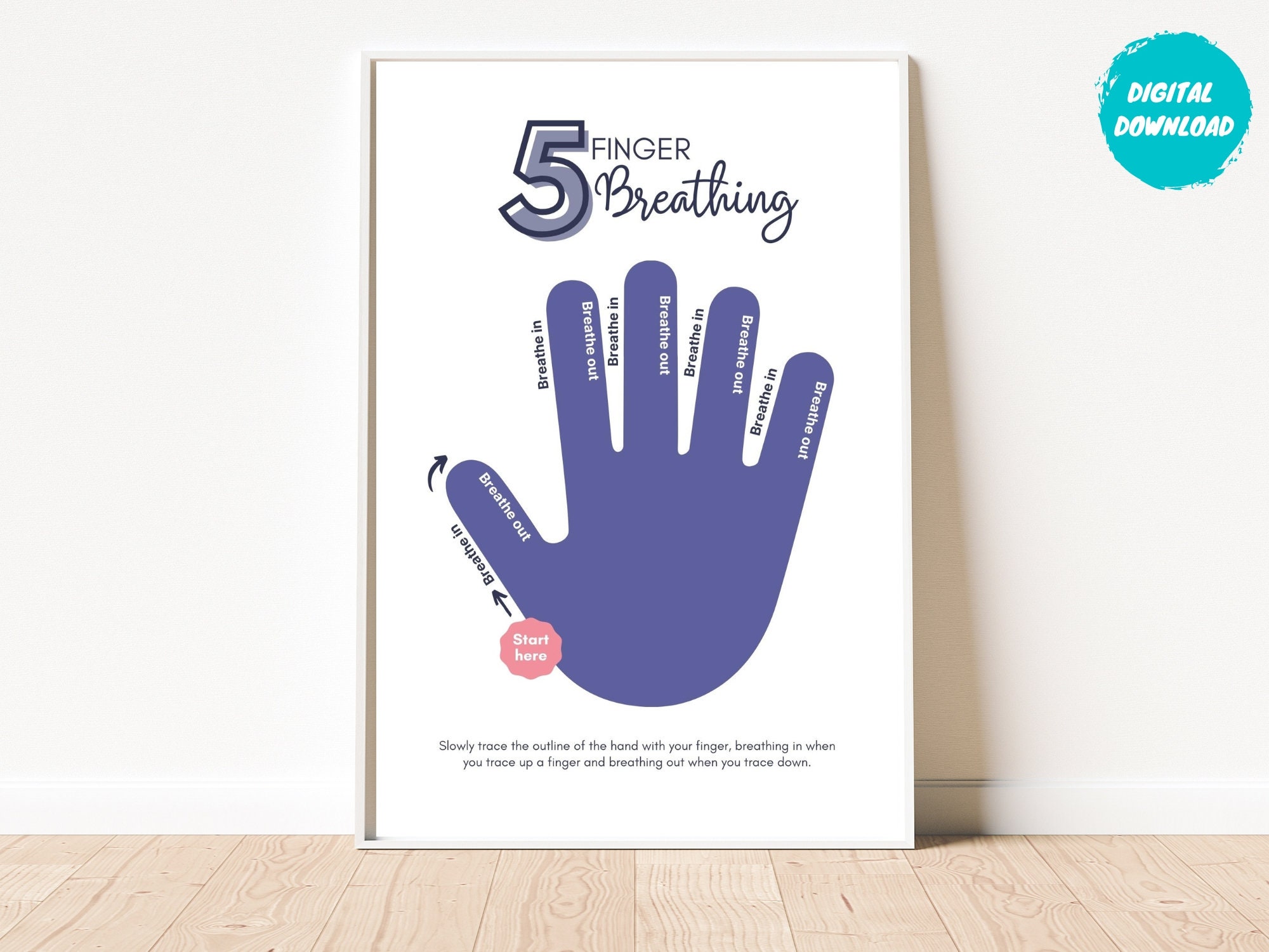 5 Finger Breathing Exercise Poster: Self-regulation Print (digital ...