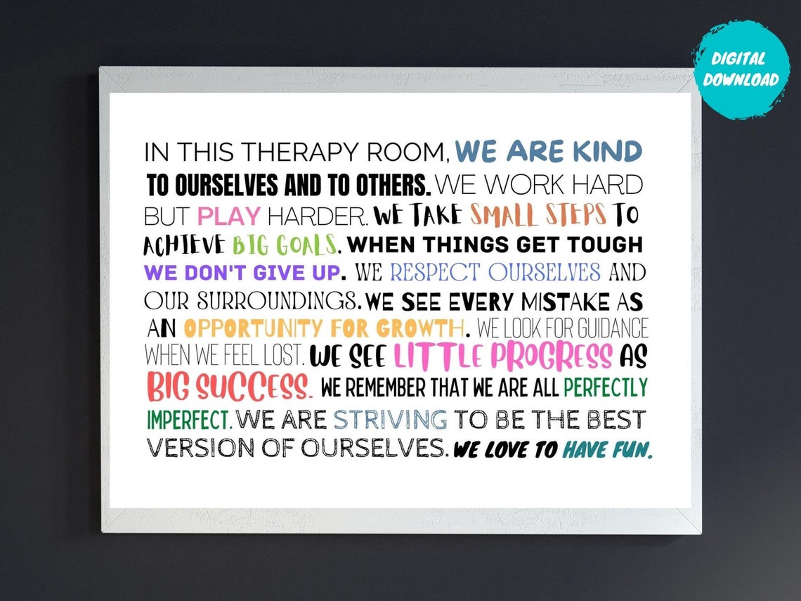Therapy Room Rules Poster: Motivational OT Quotes (digital Download) - Etsy
