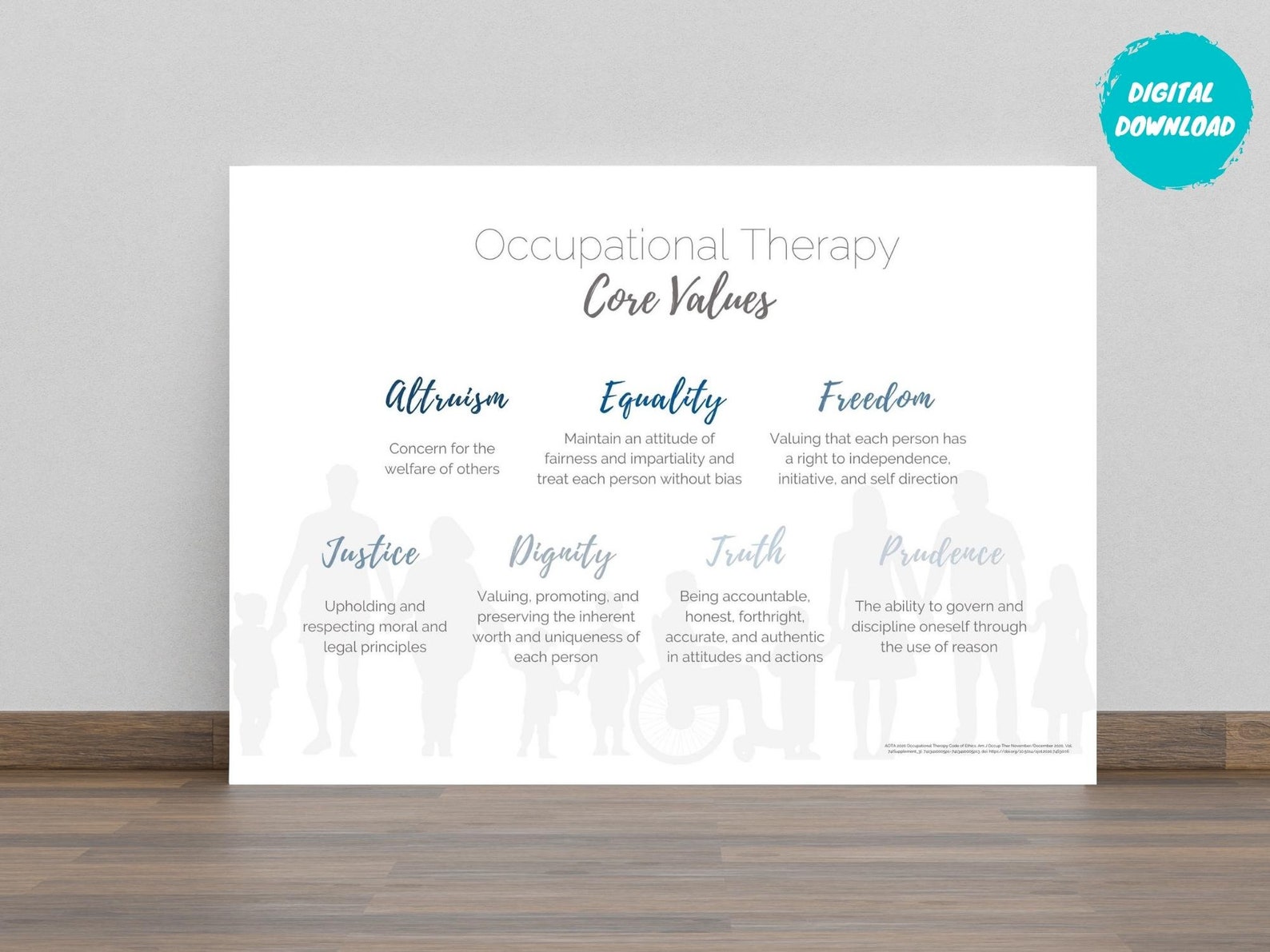 OT Core Values Poster, Occupational Therapy Values and Principles, OT ...