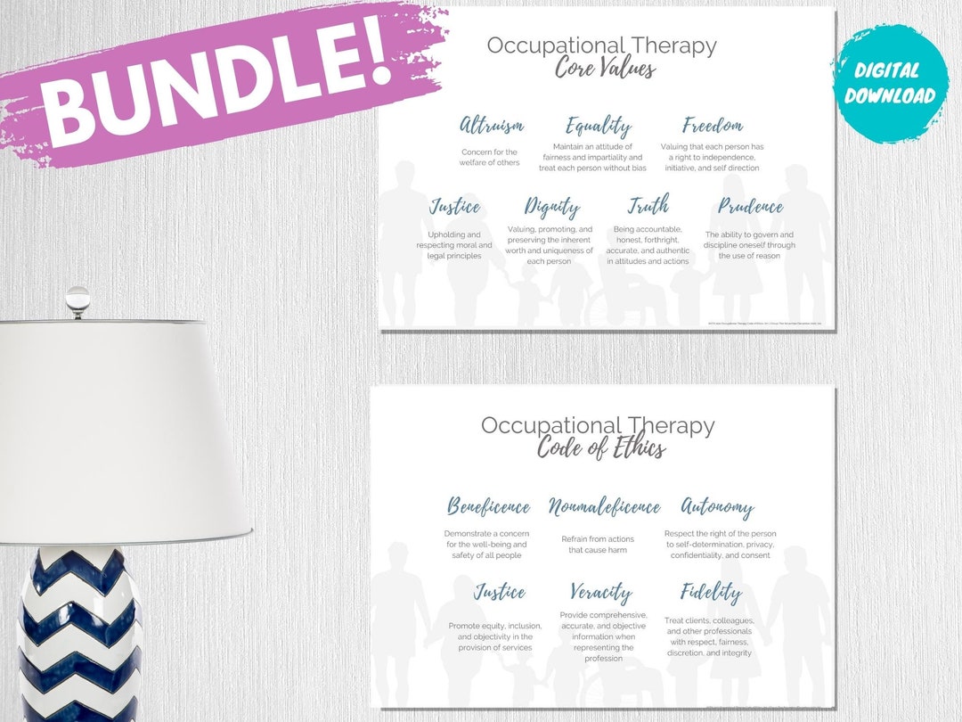 OT Core Values Poster, Occupational Therapy Values and Principles, Code ...