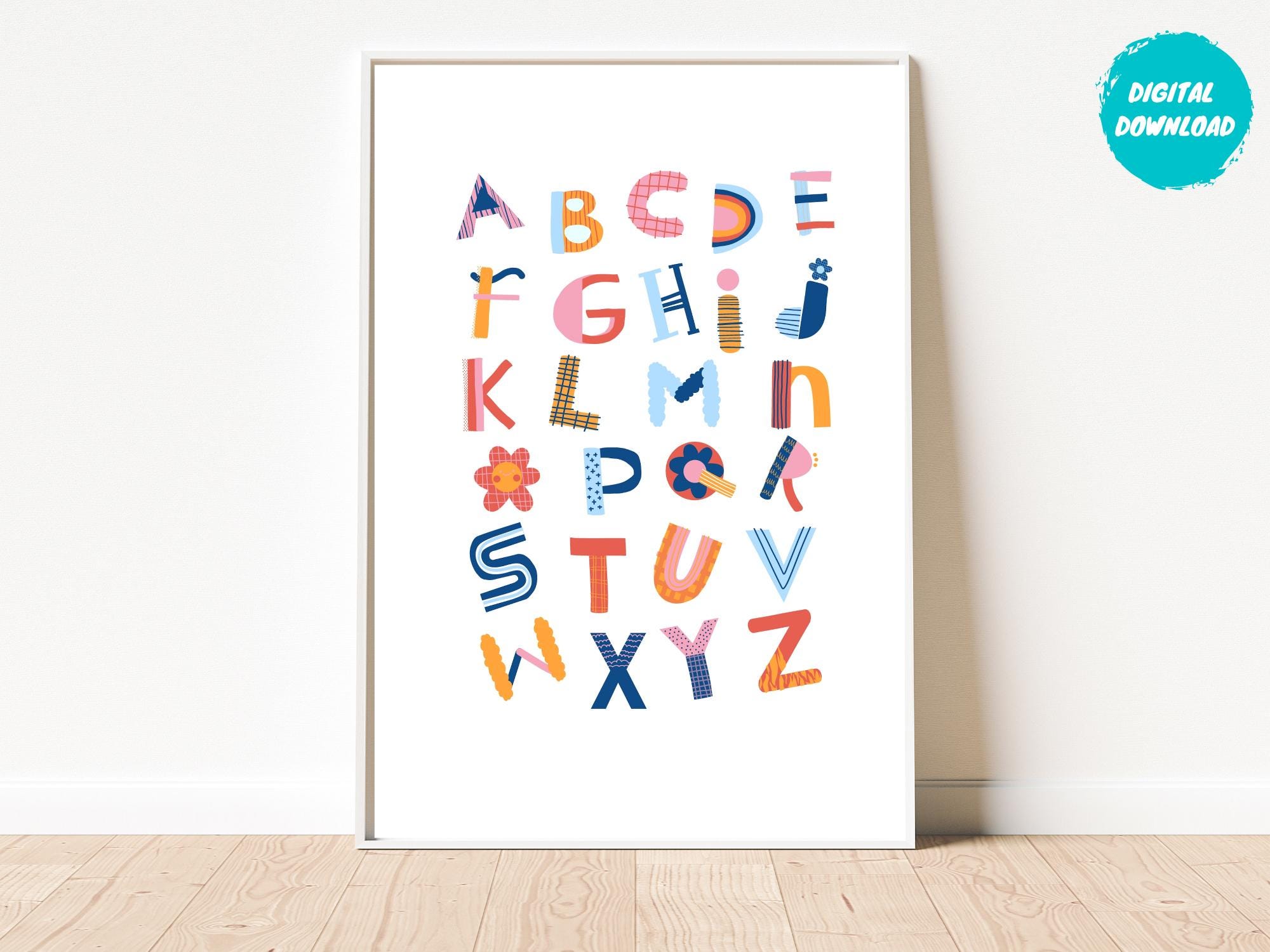 ABC Printable Poster, Colorful Alphabet Poster, Classroom Decor ...