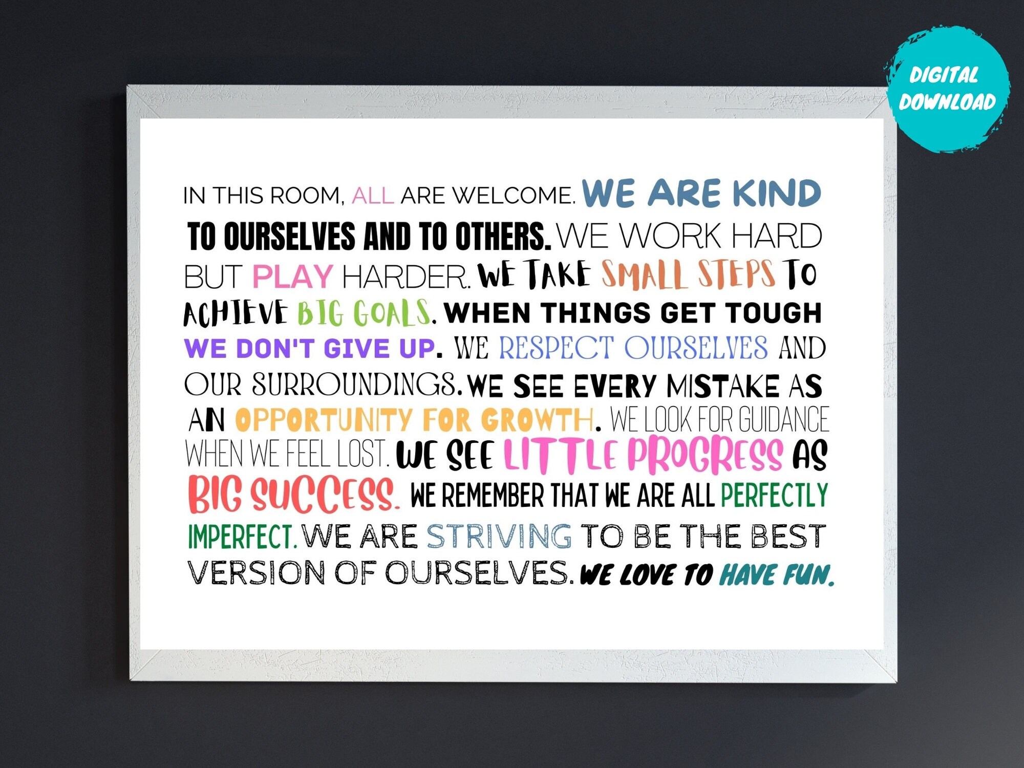 In This Room Poster, Motivational Therapy Classroom Poster, Rules in ...