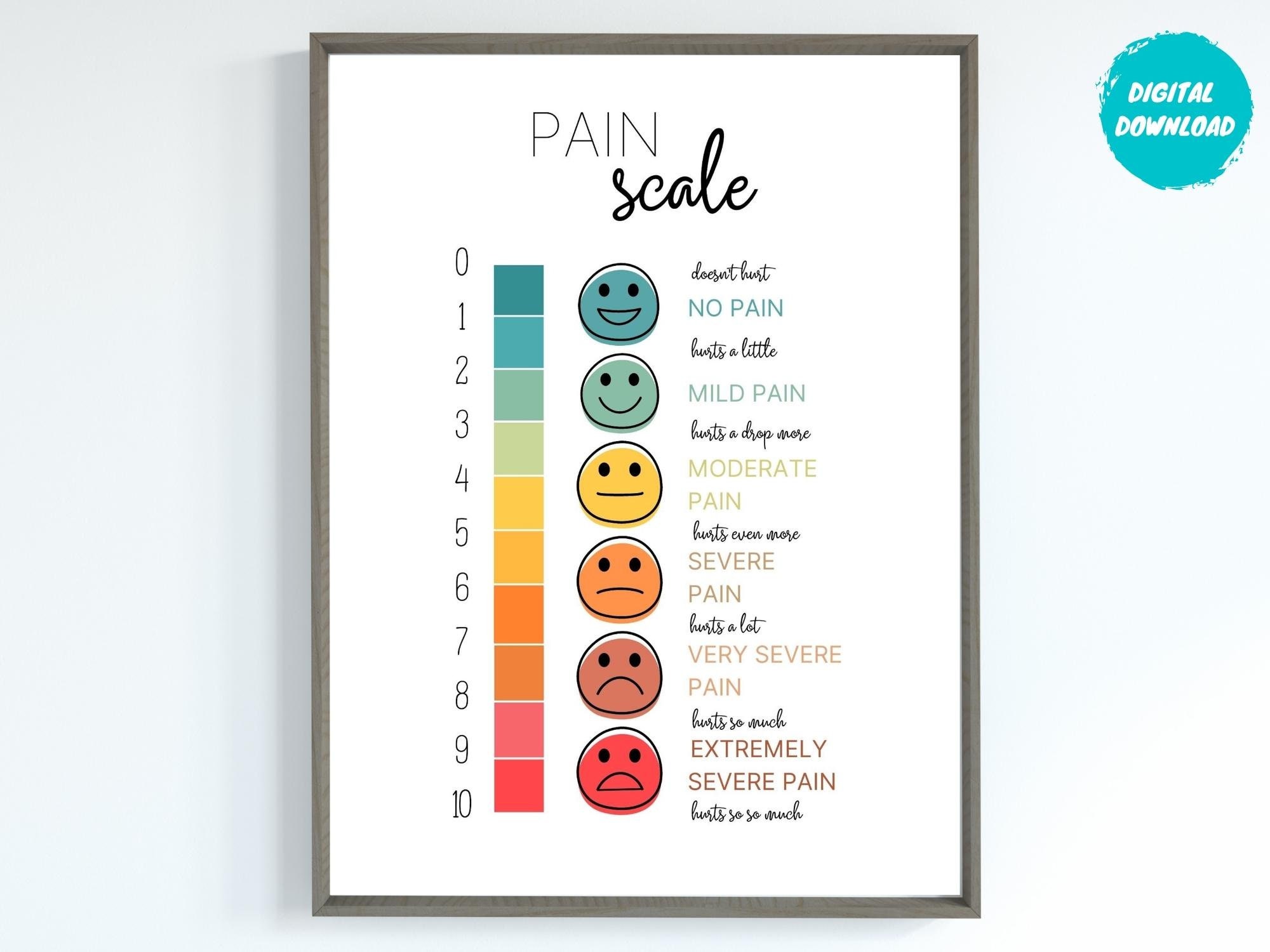 Pain Scale Child Pain Chart Therapy Office Poster School - Etsy Canada