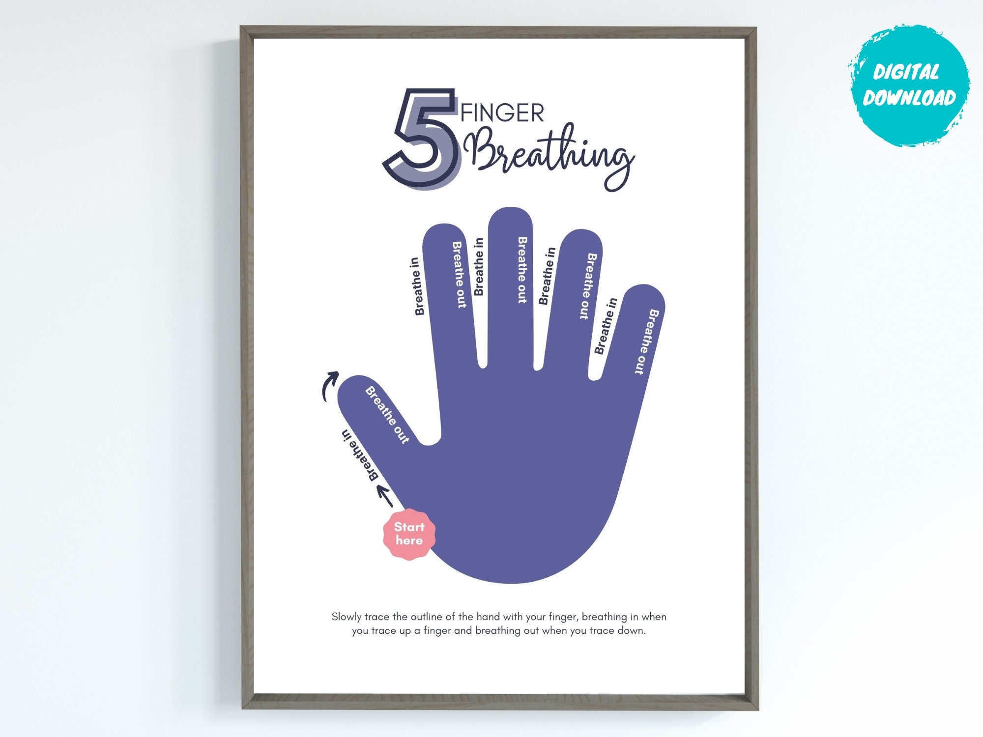 5 Finger Breathing Exercise Poster: Self-regulation Print (digital ...