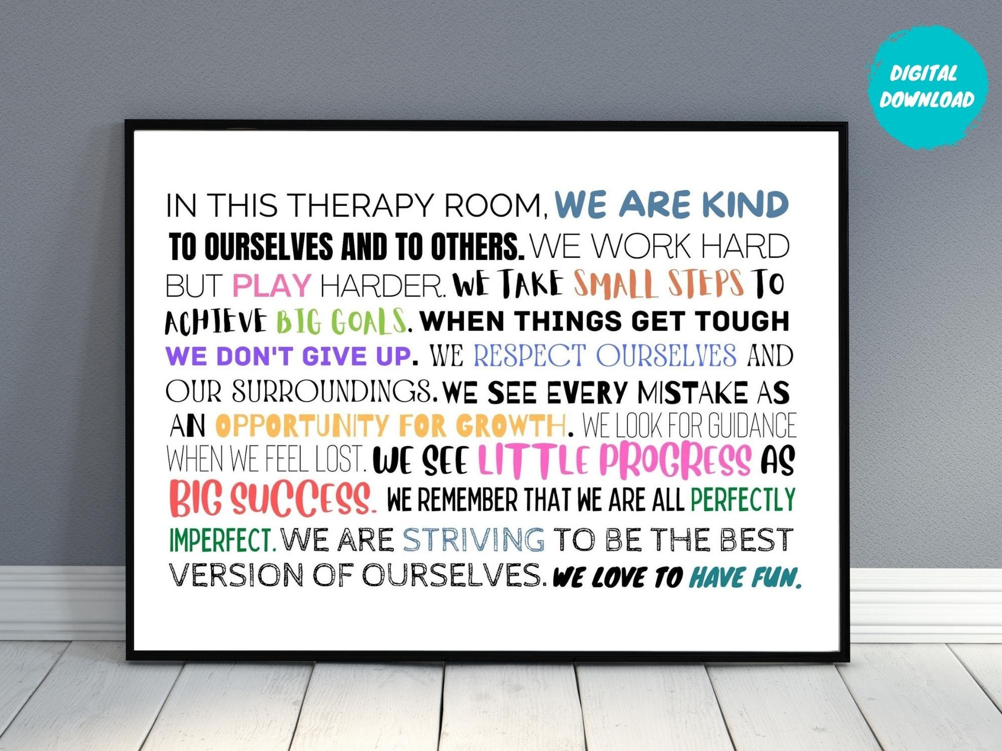 Therapy Room Rules Poster: Motivational OT Quotes (digital Download) - Etsy