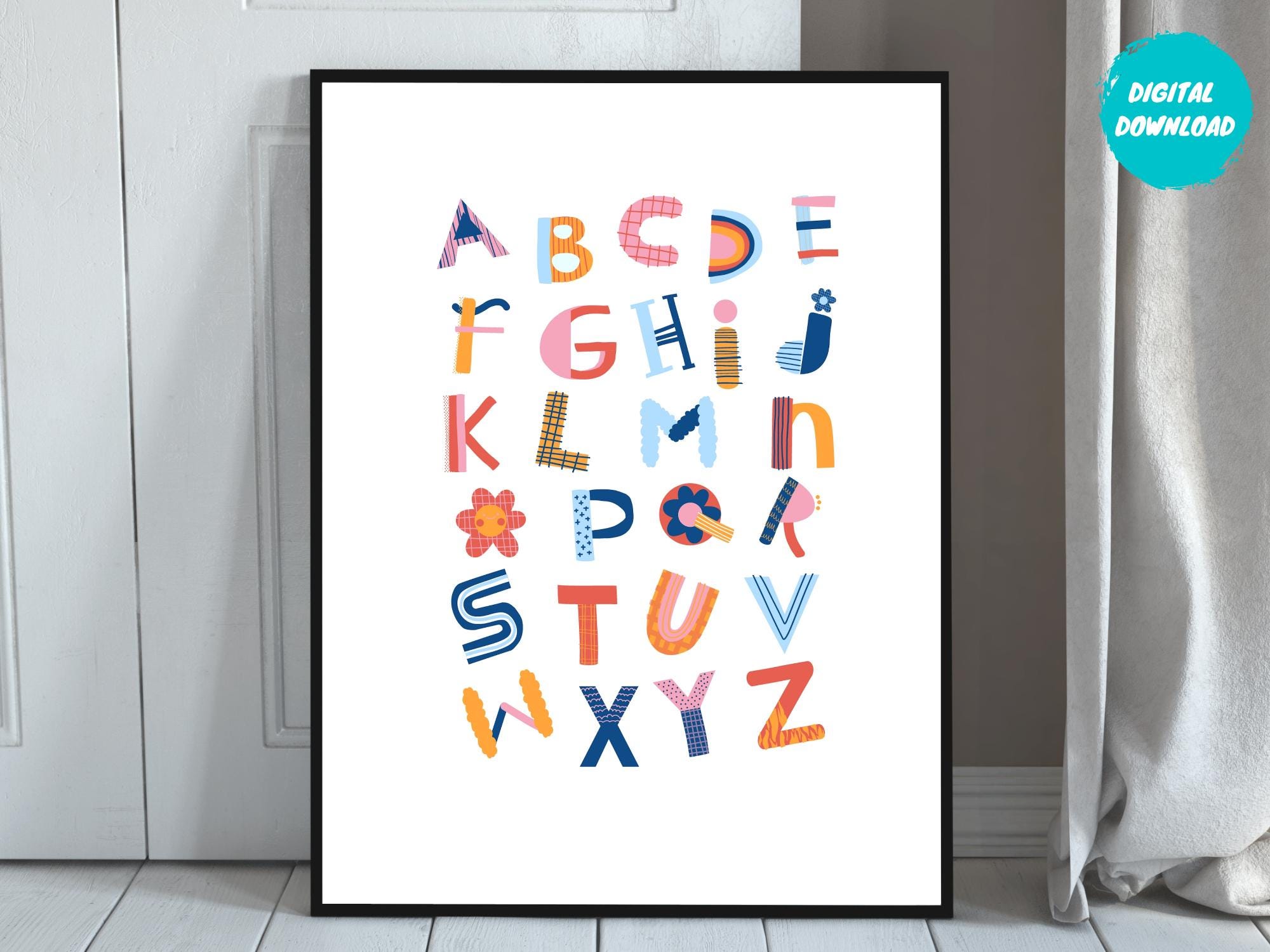ABC Printable Poster, Colorful Alphabet Poster, Classroom Decor ...