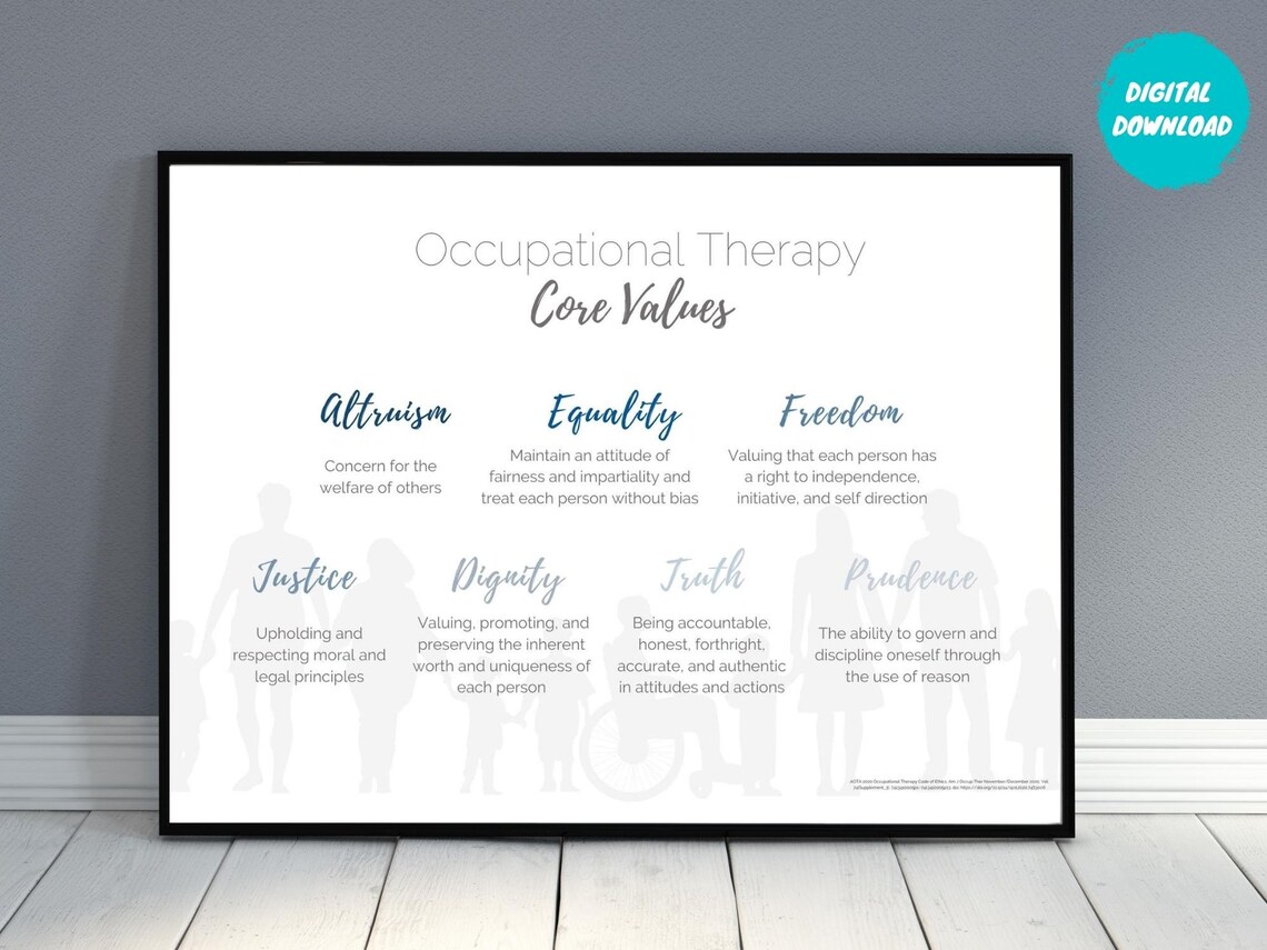 OT Core Values Poster: Occupational Therapy Classroom Decor (digital ...