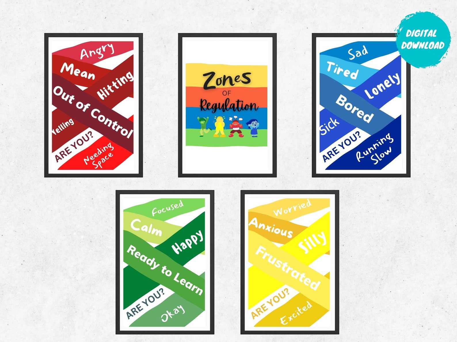 Zones Of Regulation Poster Emotional Regulation Therapy Office Decor
