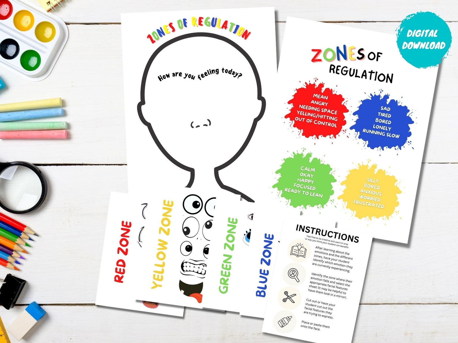 Zones of Regulation Activity: Emotions Sorting for OT, Classroom ...