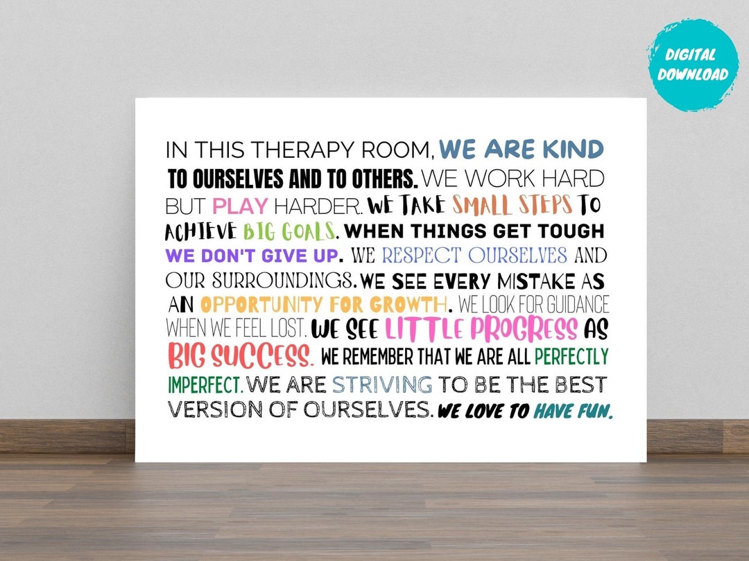 In This Therapy Room Poster, Motivational Therapy Poster, Rules in ...