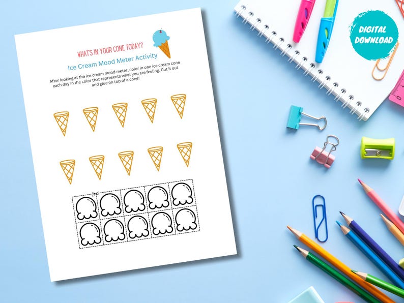 Zones of Regulation Printable Activity: Ice Cream Mood Meter (digital ...