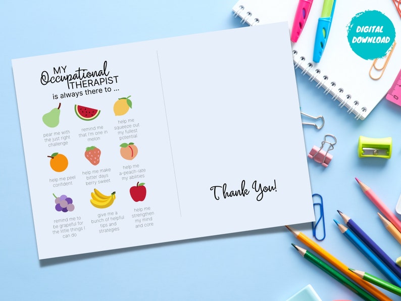 Occupational Therapy Thank You Card: Berry Sweet Design (digital ...