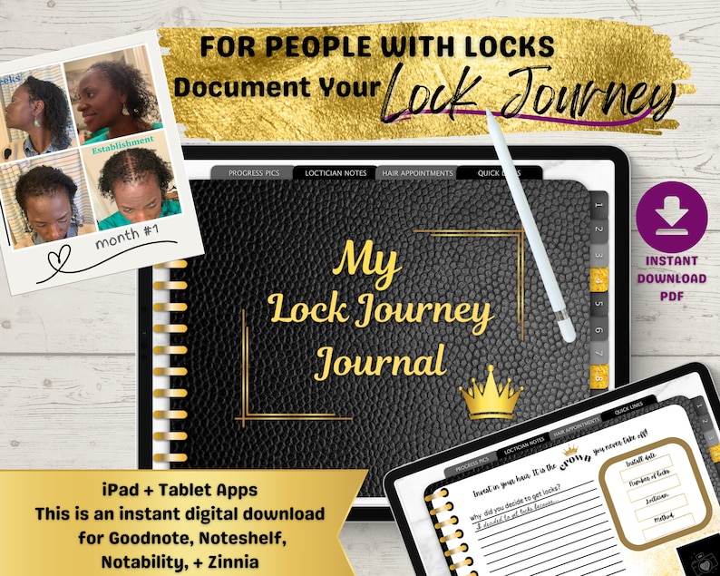 Microlocs Tool for Black Girl With Locks Digital Goodnotes Journal ...