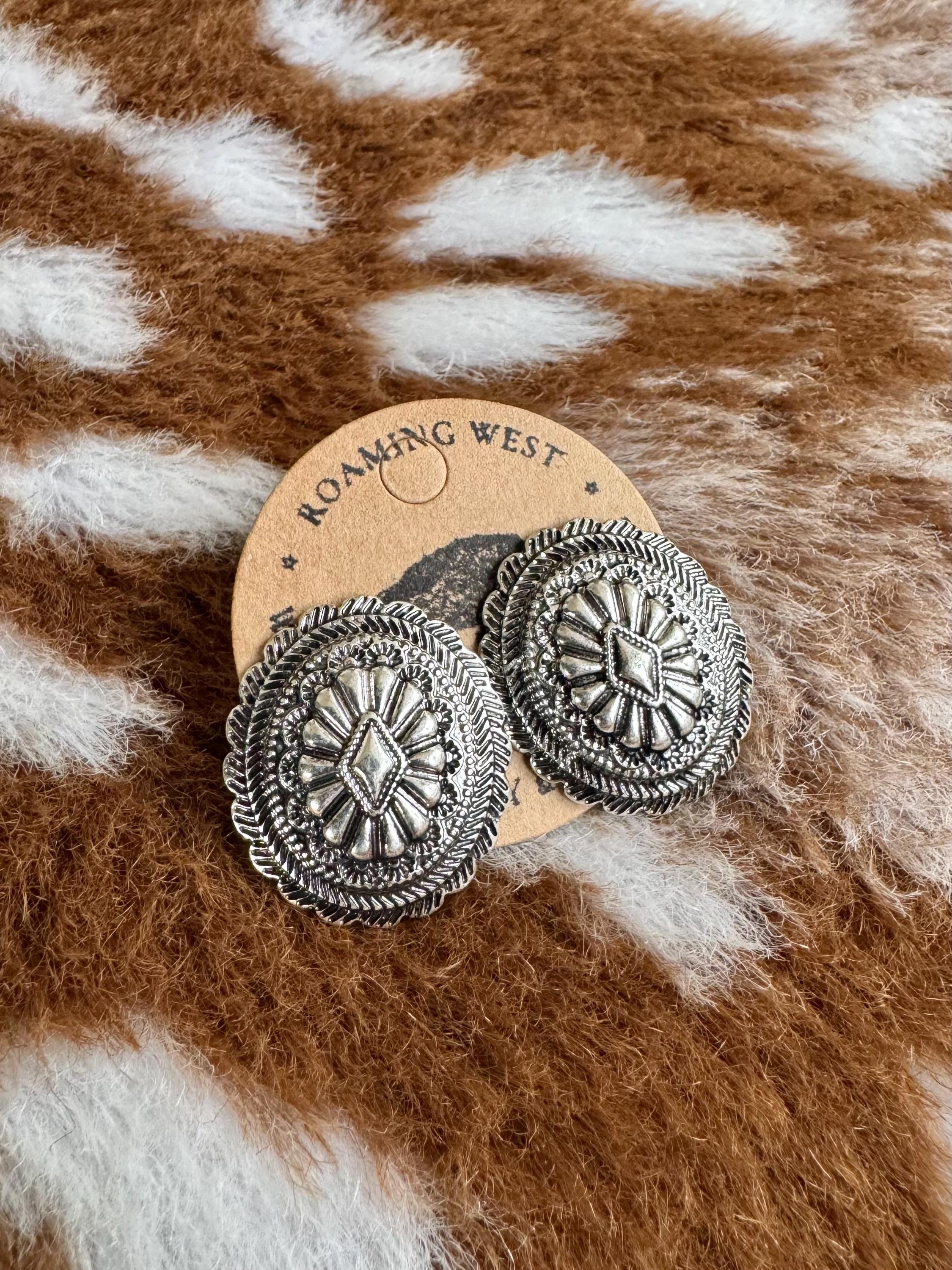 Vintage Concho Stud Earrings - Etsy