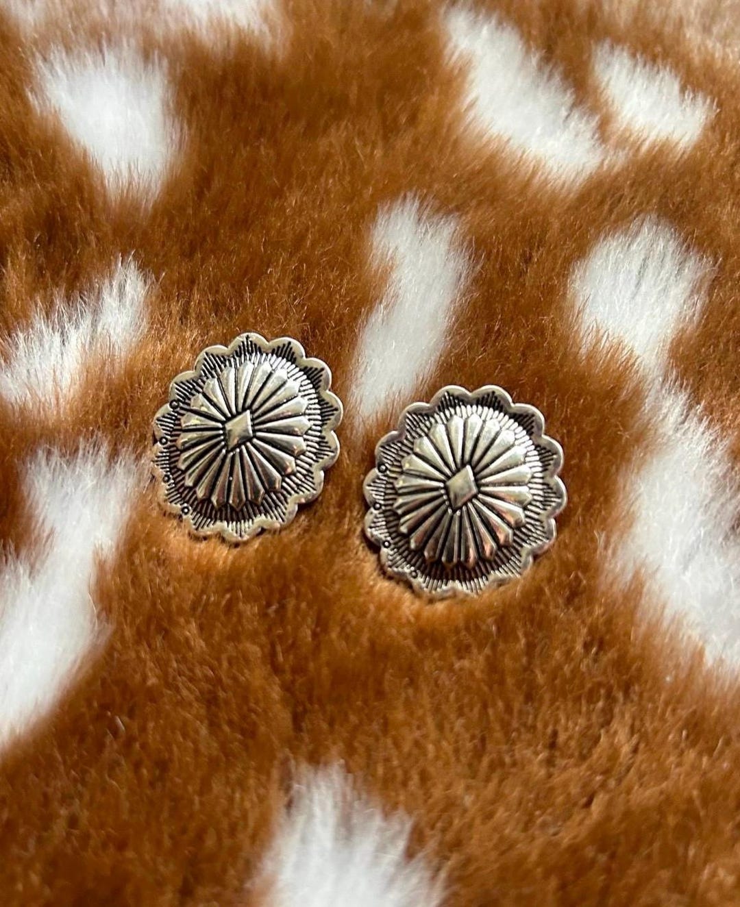 Silver Concho Stud Earrings - Etsy