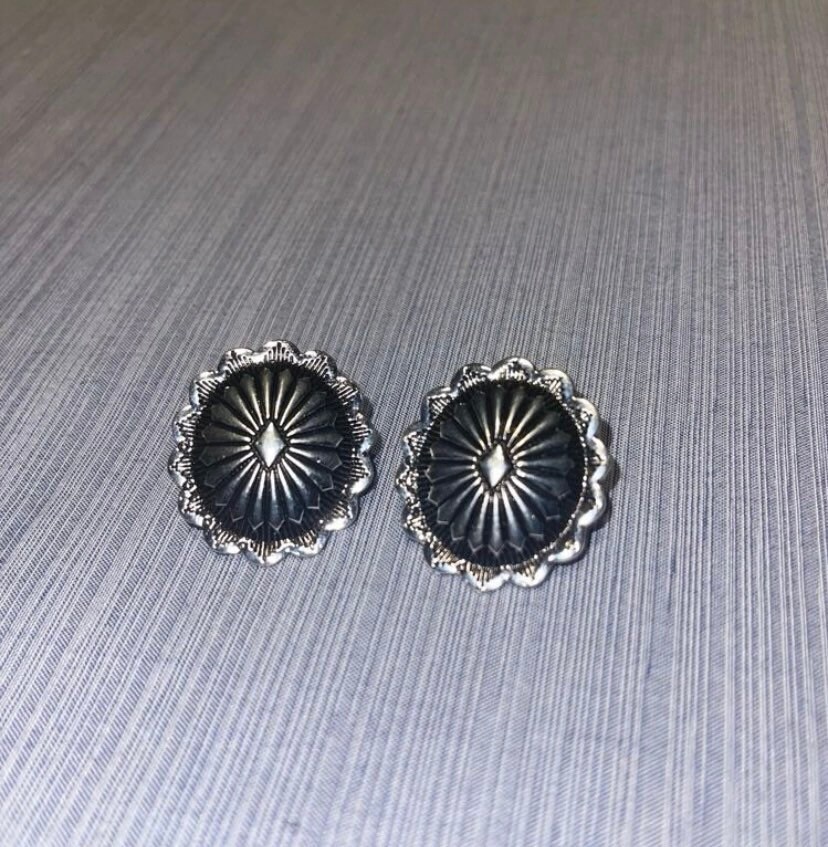 Silver Concho Stud Earrings - Etsy