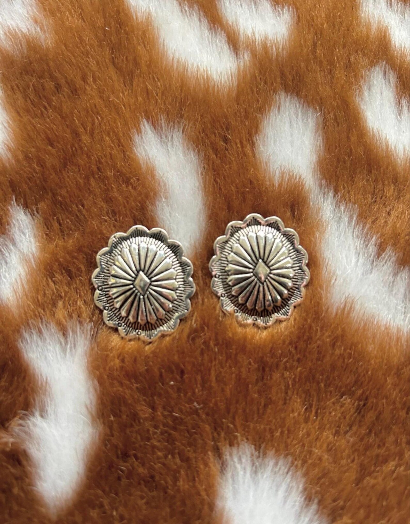 Silver Concho Stud Earrings - Etsy