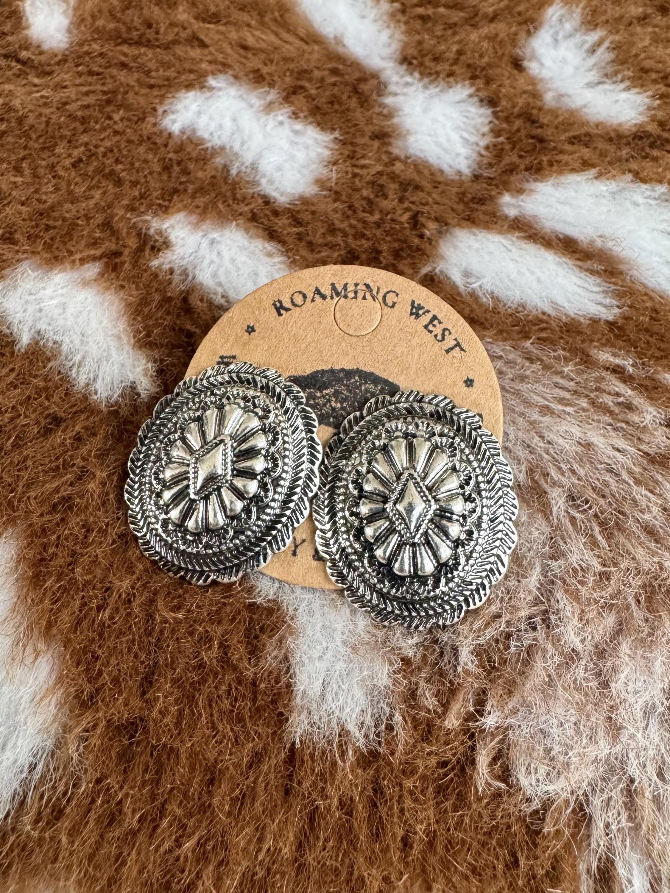 Vintage Concho Stud Earrings - Etsy