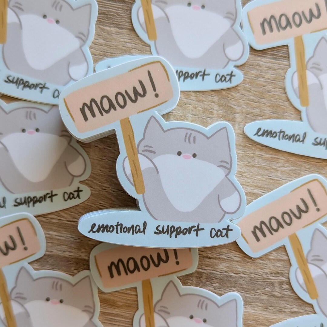 Emotional Support Cat Sticker | Motivational Cat Sticker Cute ...
