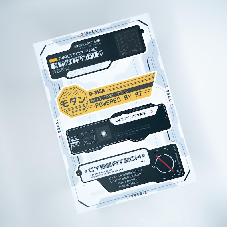Cyberpunk Vinyl Sticker Pack | 18 Stickers | 5 Sheets | 5x7.25 ...