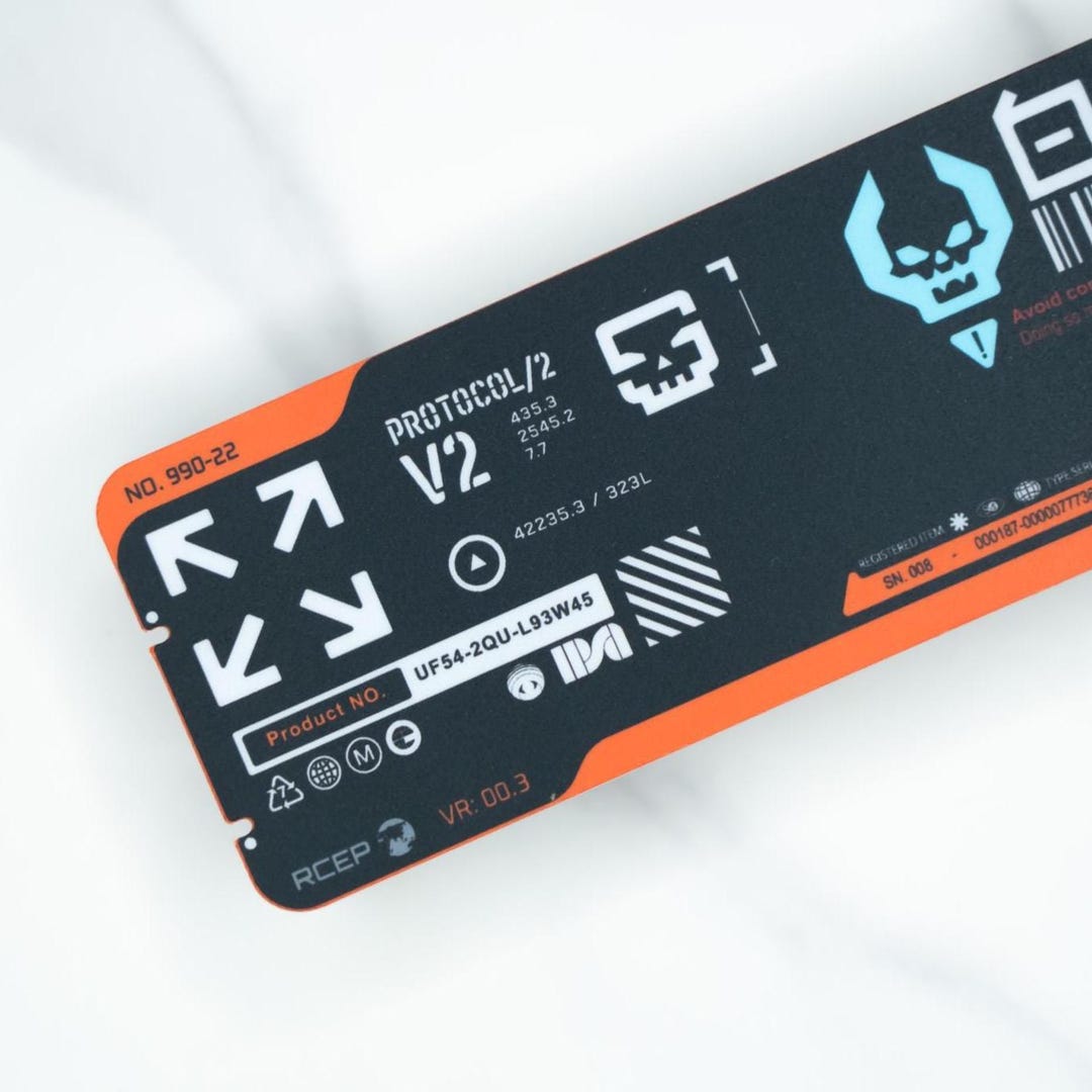 Cyberpunk Vinyl Sticker | Neon Orange Protocol | Sci-fi Gaming Decal ...