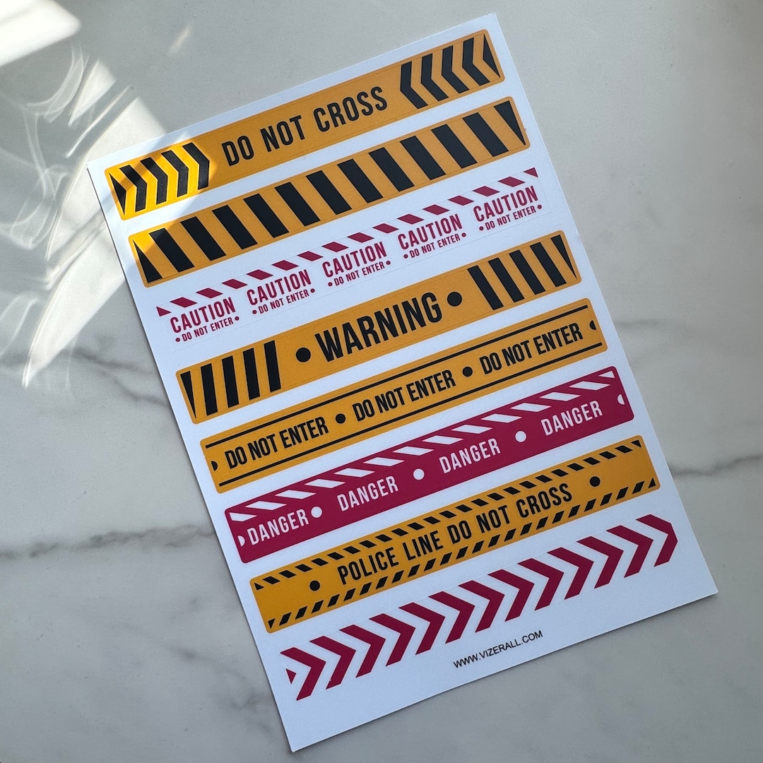 Cyberpunk Warning Tapes Vinyl Sticker Sheet - Etsy