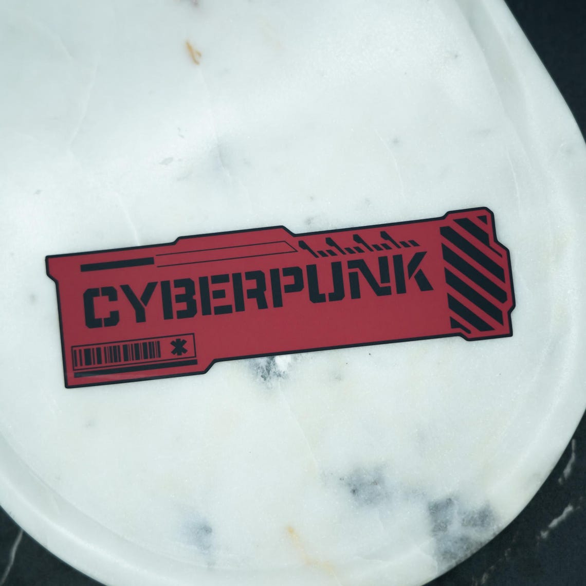 Cyberpunk Vinyl Sticker | Red | Sci-fi Gaming Decal | 1.7x5.5" | Glossy ...