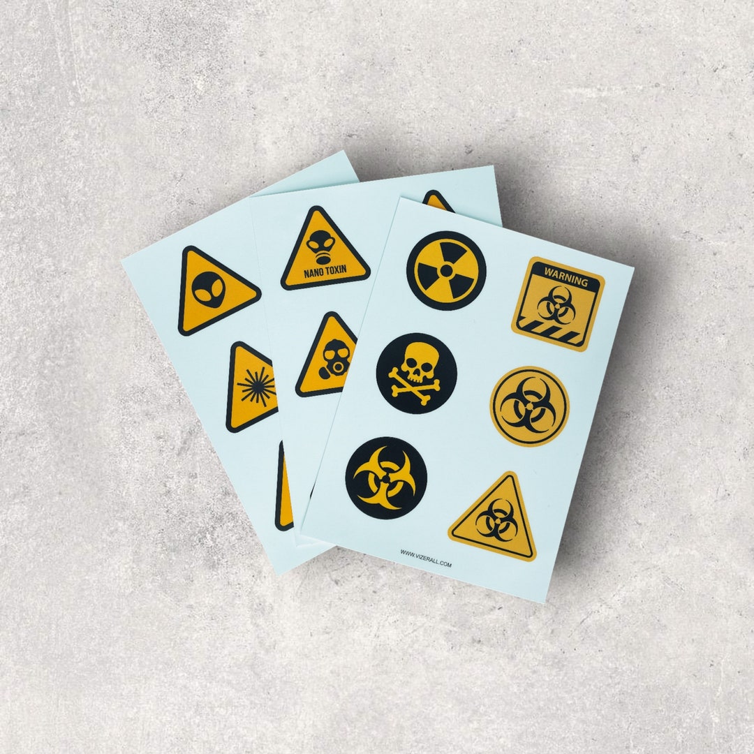 Cyberpunk Warning Signs Futuristic Vinyl Sticker Sheet - Etsy