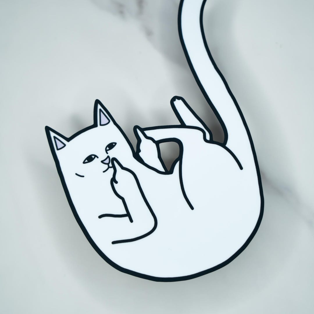 Flipping off Cat Vinyl Sticker: Sassy Animal Decal, Uv-protected ...