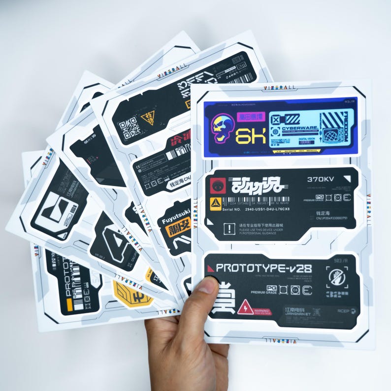 Cyberpunk Vinyl Sticker Pack | 18 Stickers | 5 Sheets | 5x7.25 ...