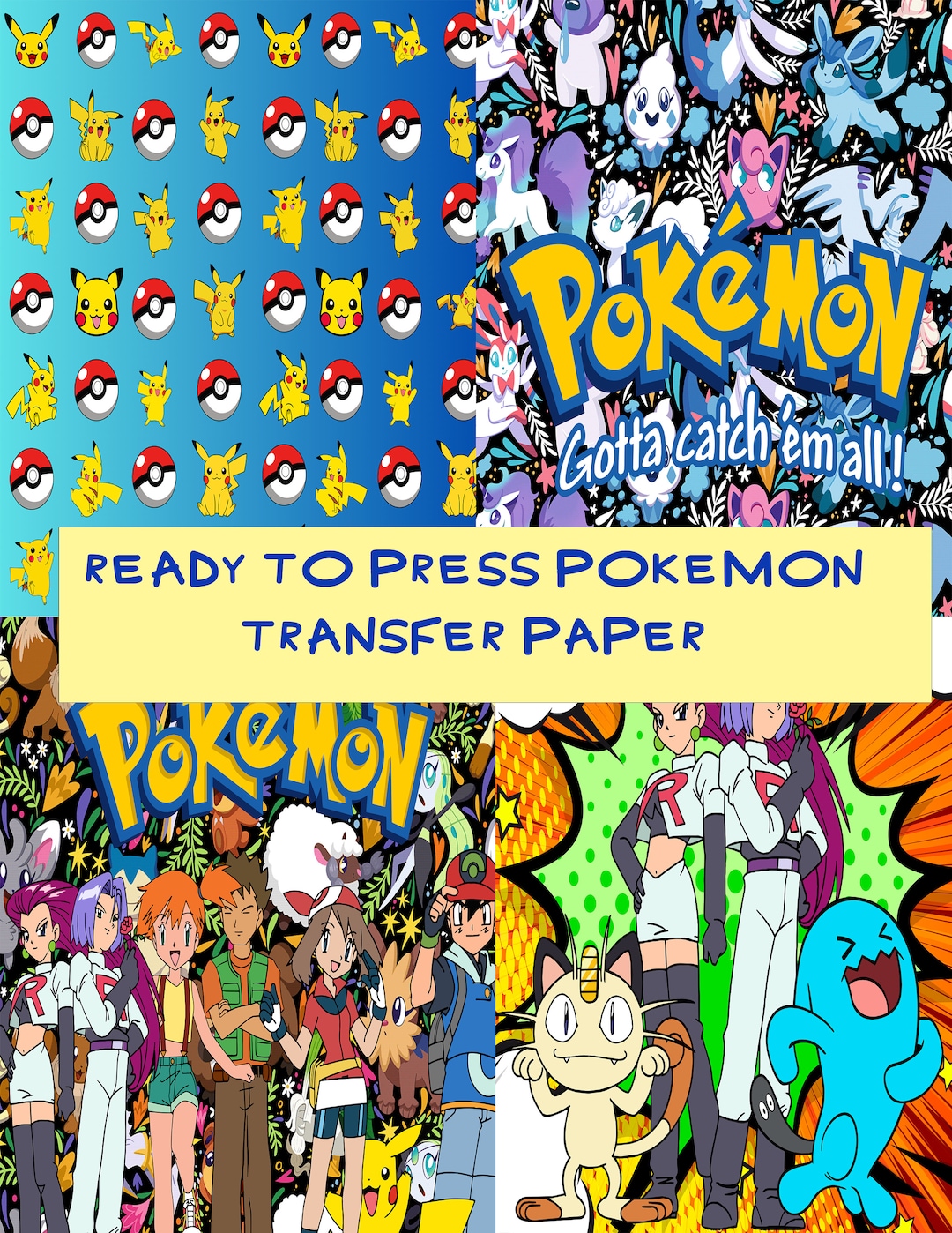 Pokemon Animated Transfer Sublimation Sheets Ready to Press - Etsy