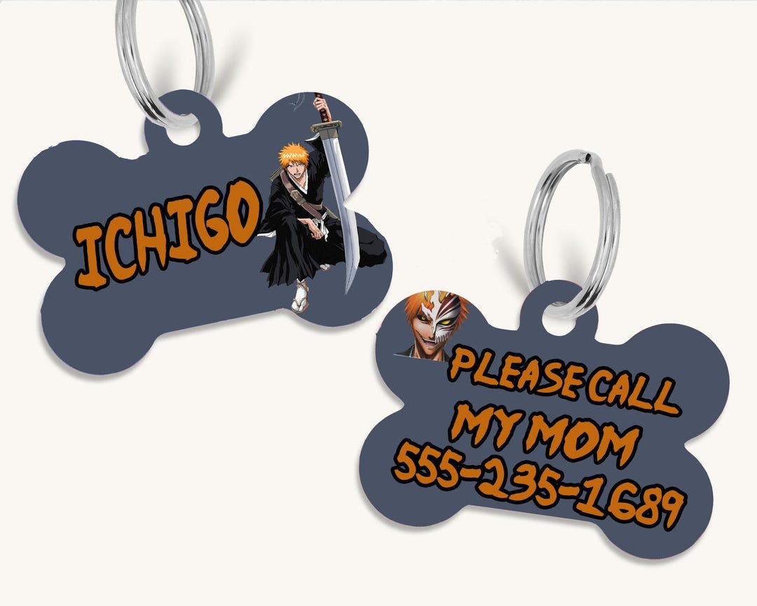Personalized Double Sided Pet Tag, Anime Dog Tag, Bleach Cat Tag ...