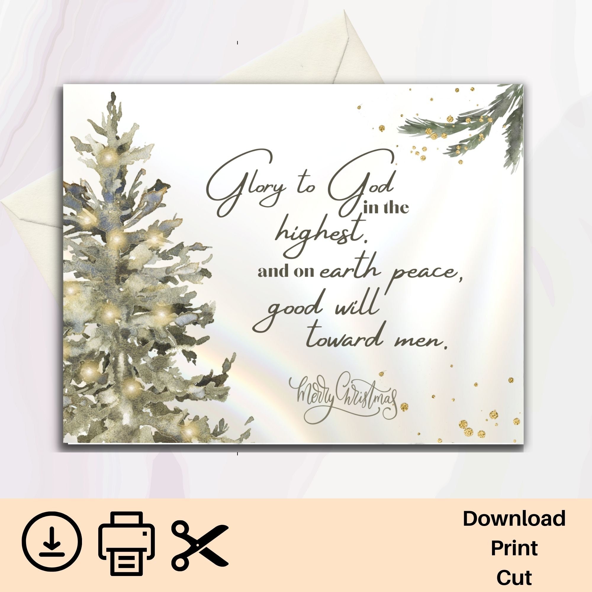 Printable Christmas Card Merry Christmas Card PDF File - Etsy