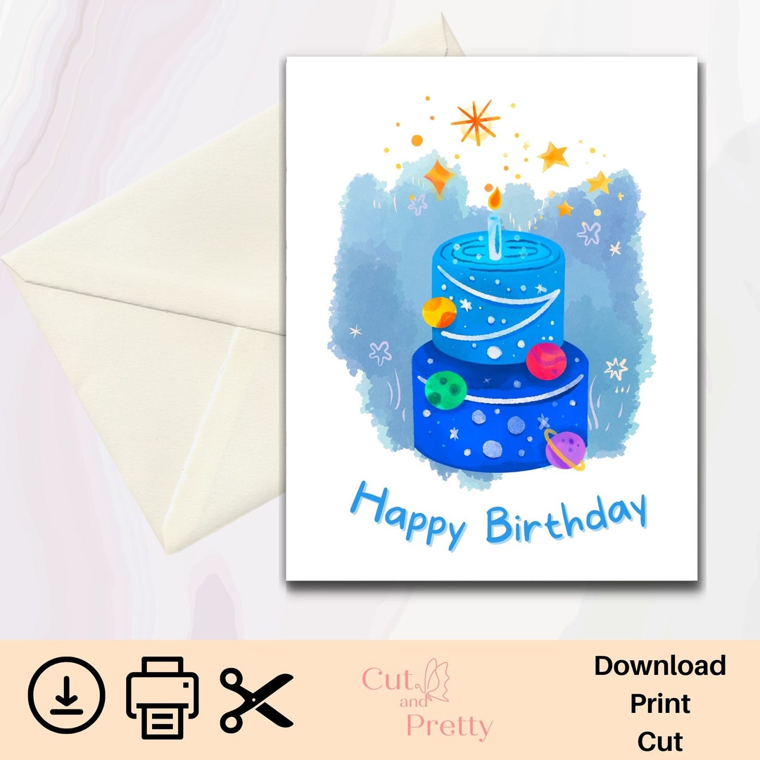 Printable Planet Birthday Card PDF File Birthday Card 5x7 Template ...