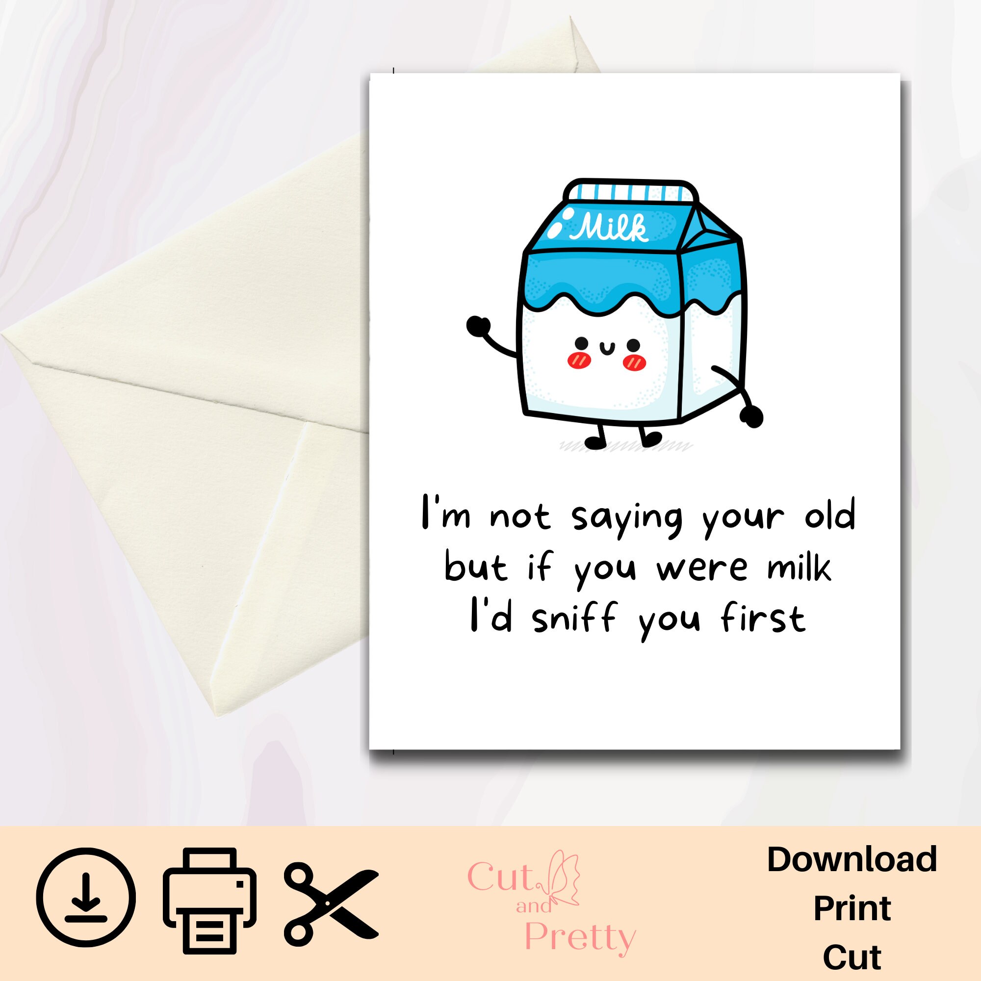 Printable Funny Birthday Card PDF File Birthday Card 5x7 Template Happy ...