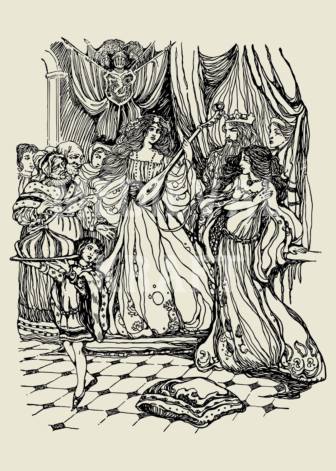Medieval Court Scene Art, Medieval Art Print, Medieval Aesthetic Decor ...