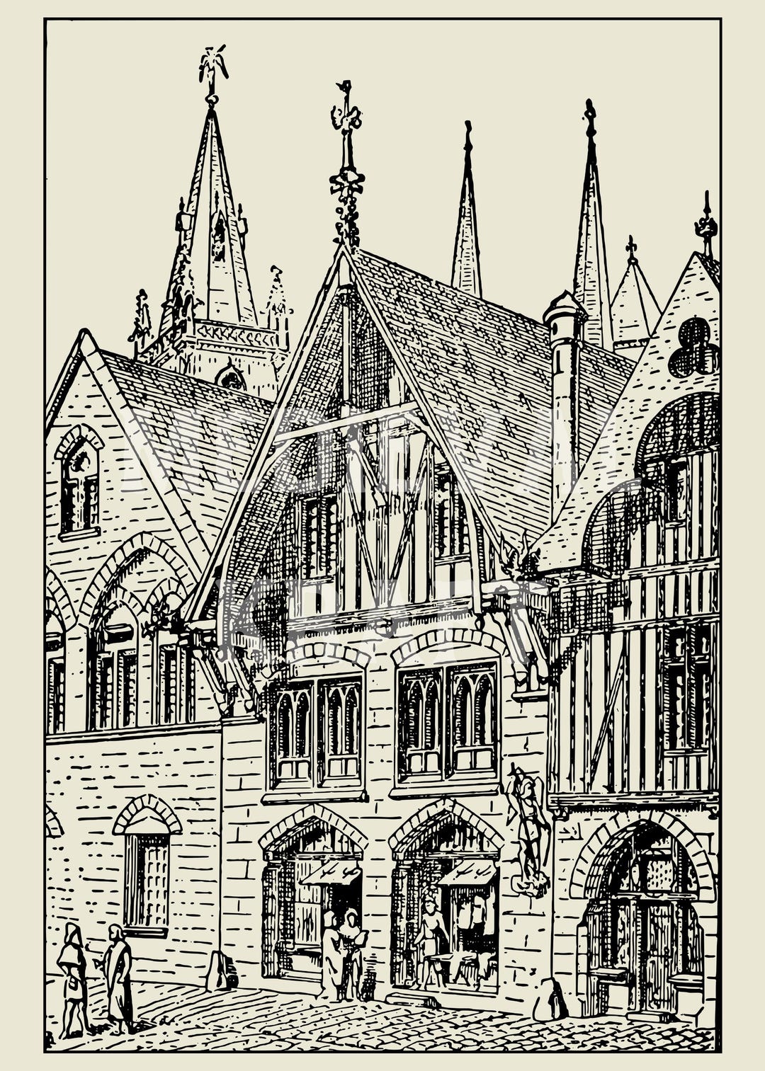 Medieval Town Art, Medieval Art Print, Medieval Aesthetic Art Decor ...