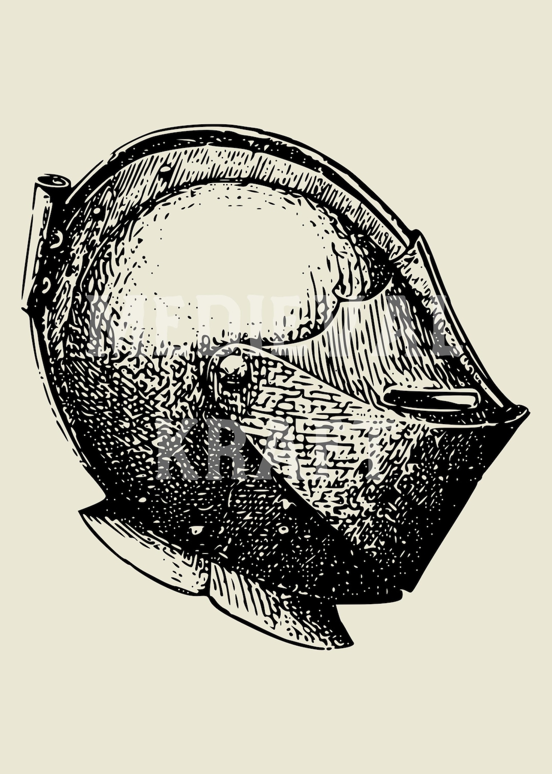 Renaissance Knight Helmet Profile Art, Medieval Pop Art Print, Medieval ...