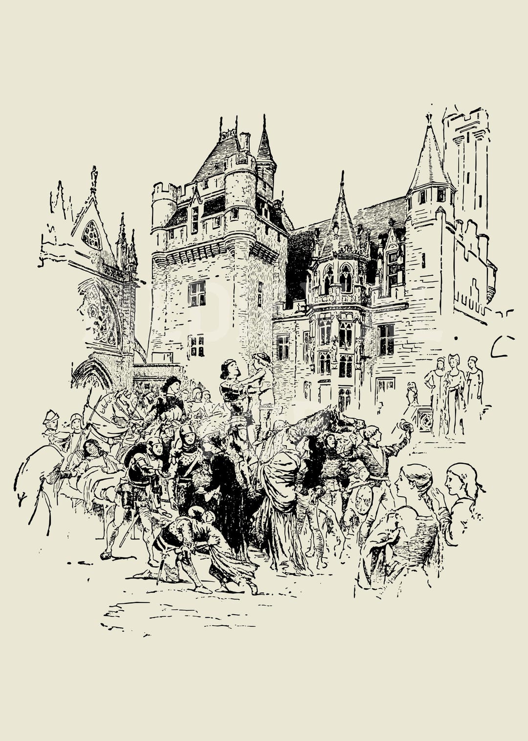 Medieval Castle Scene Art, Medieval Pop Art Print, Medieval Art ...